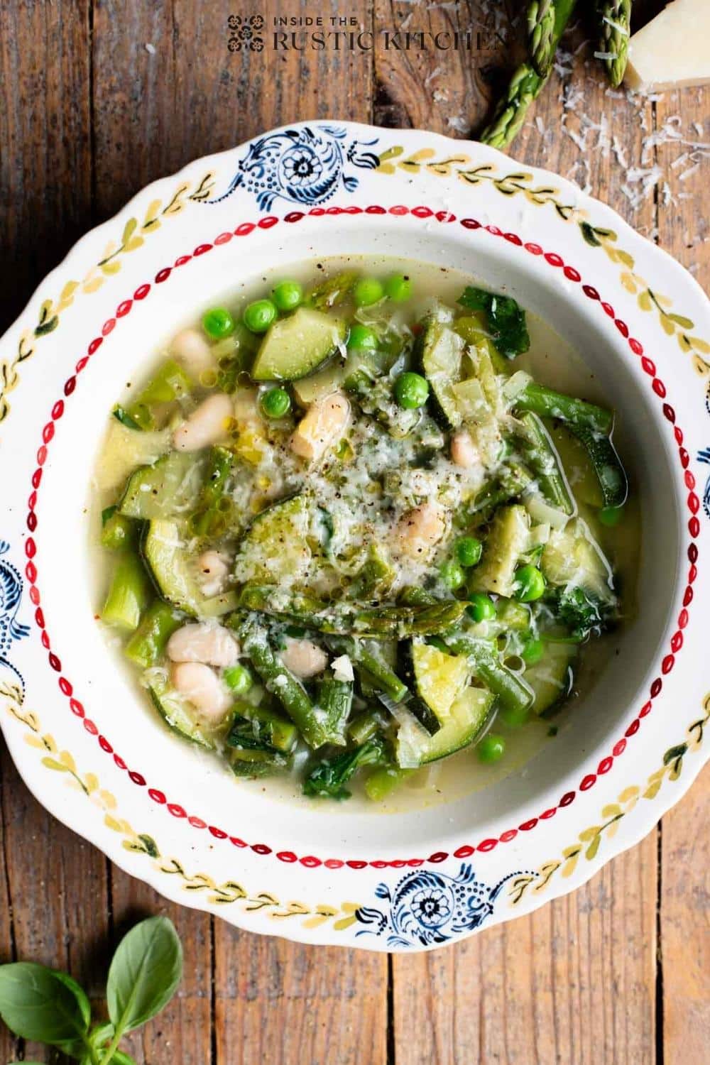 Minestrone Primavera - Spring Vegetable Soup - Inside The Rustic Kitchen
