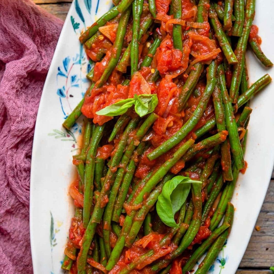Italian Green Beans In Tomato Sauce - Inside The Rustic Kitchen
