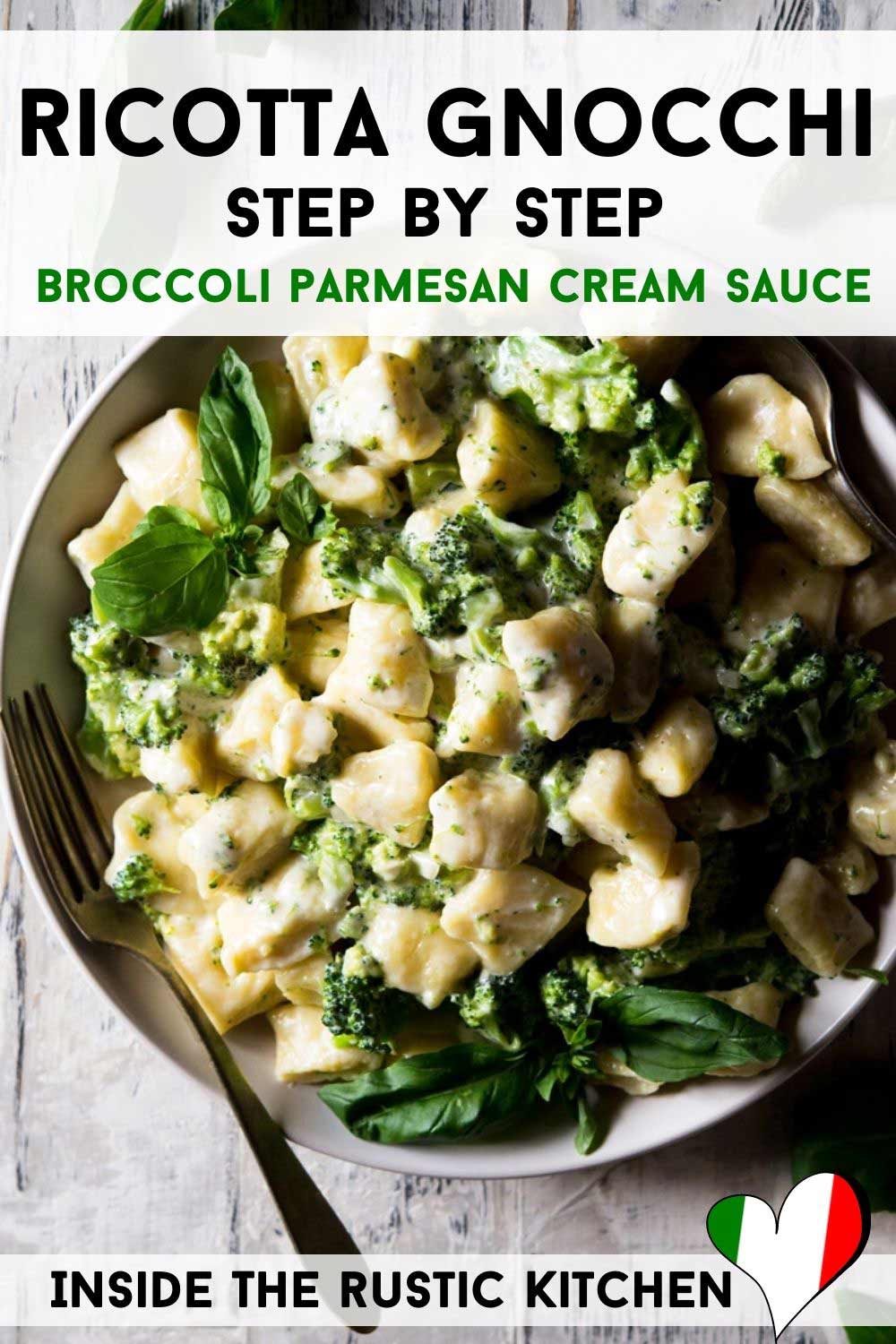 Easy Ricotta Gnocchi with Broccoli Cream Sauce - Inside The Rustic Kitchen