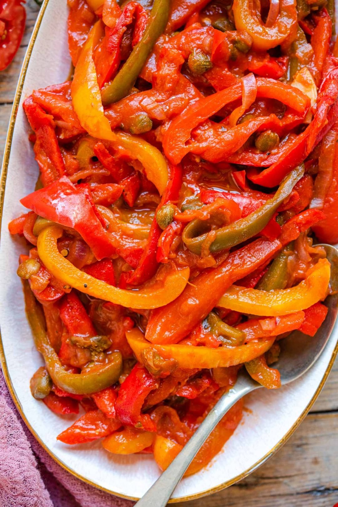 La Peperonata - Bell Peppers in Tomato Sauce - Inside The Rustic Kitchen