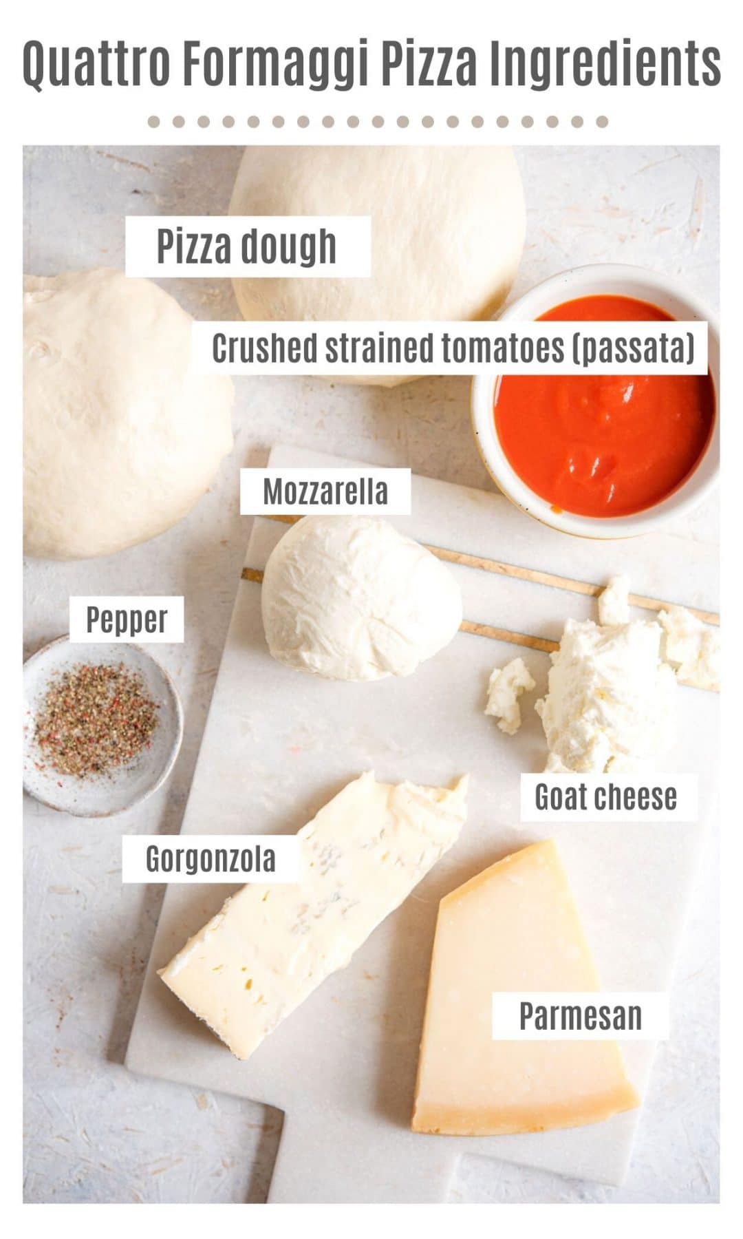 Quattro Formaggi Pizza (Four Cheese) - Inside The Rustic Kitchen