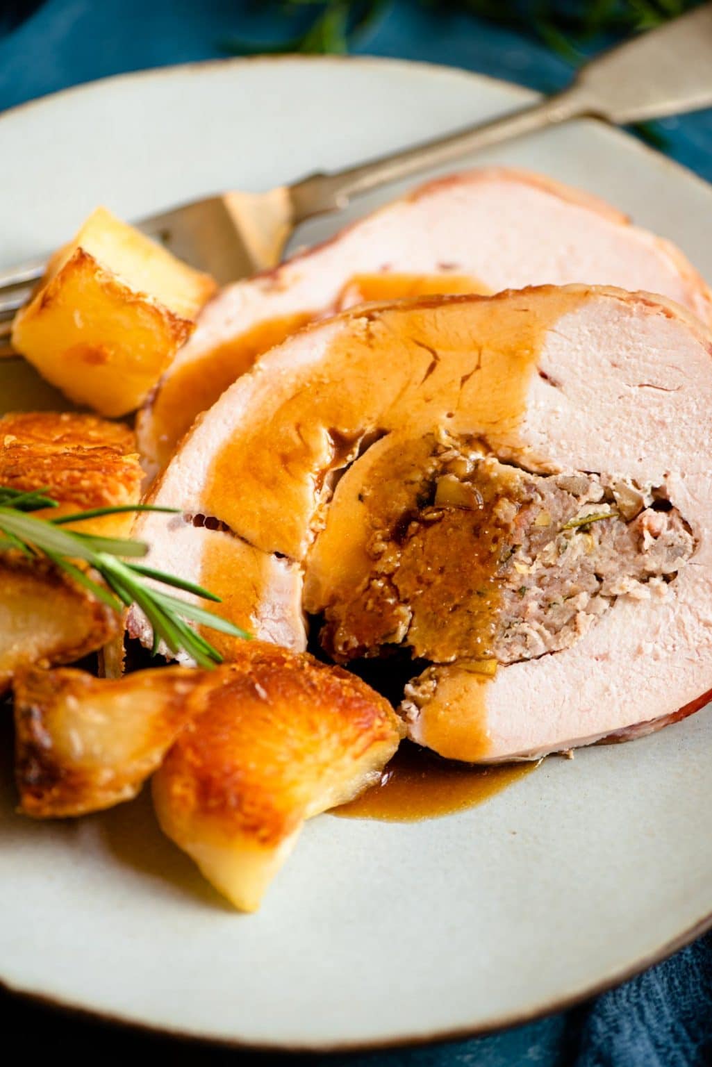 Sausage & Chestnut Stuffed Turkey Breast - Inside The Rustic Kitchen