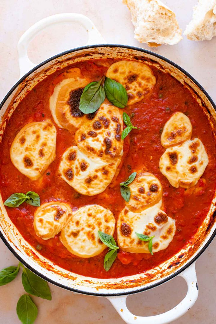 Chicken Pizzaiola with Smoked Scamorza Cheese - Inside The Rustic Kitchen