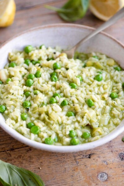 Pea and Pesto Risotto - Inside The Rustic Kitchen