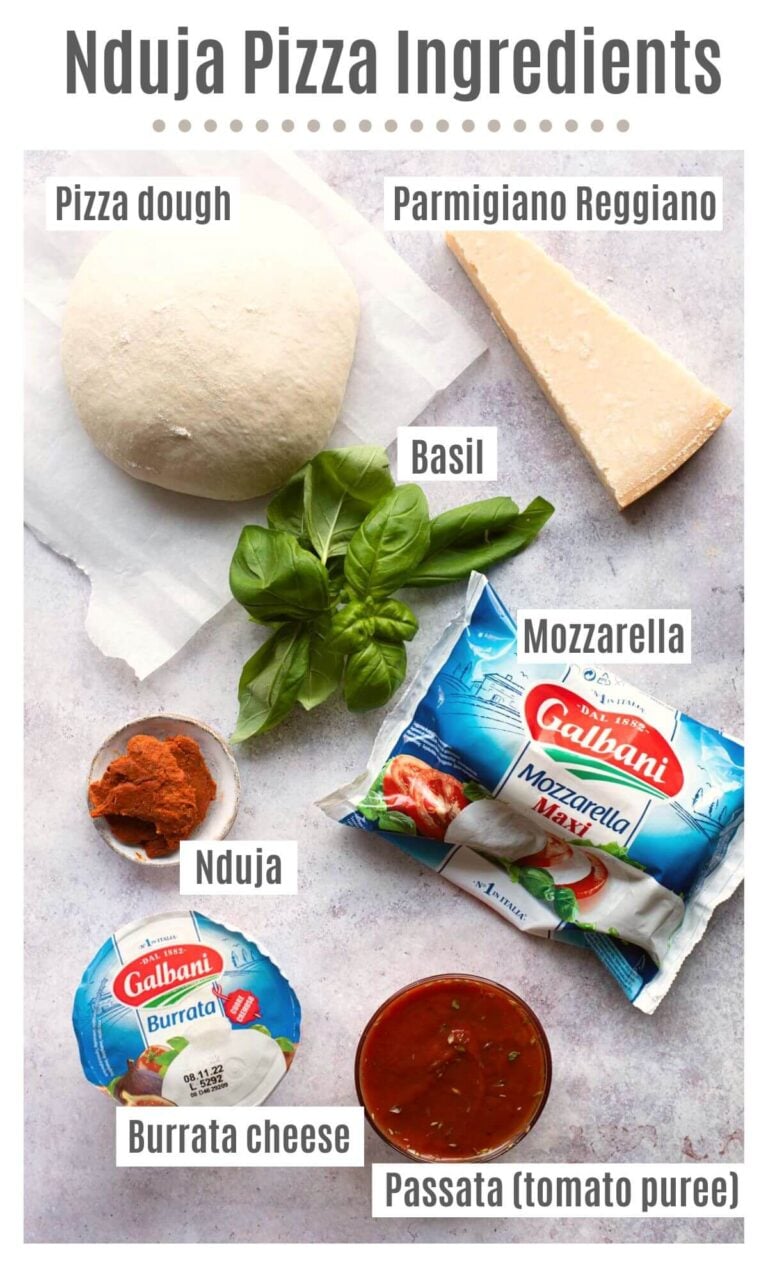 Nduja Pizza with Burrata, Parmesan and Basil - Inside The Rustic Kitchen