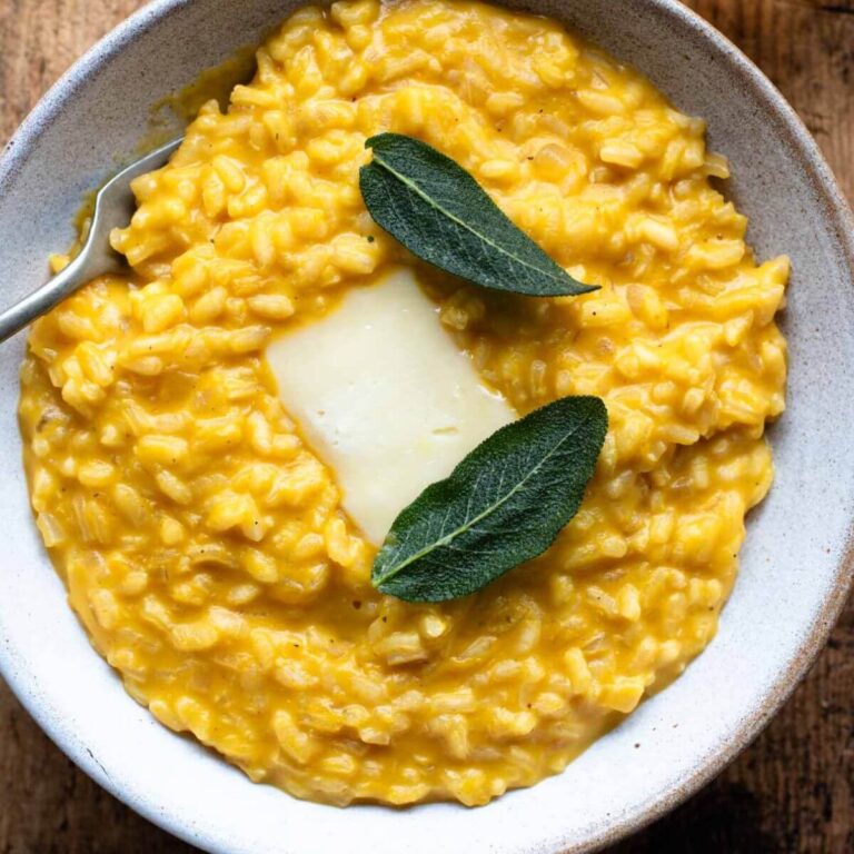 Taleggio Pumpkin Risotto with Crispy Sage - Inside The Rustic Kitchen