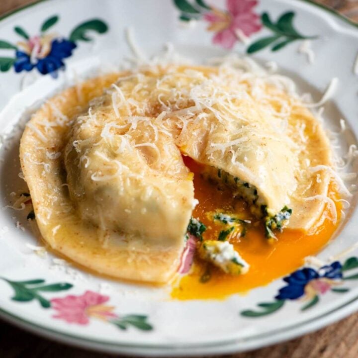 Egg Yolk Ravioli with Spinach and Ricotta - Inside The Rustic Kitchen