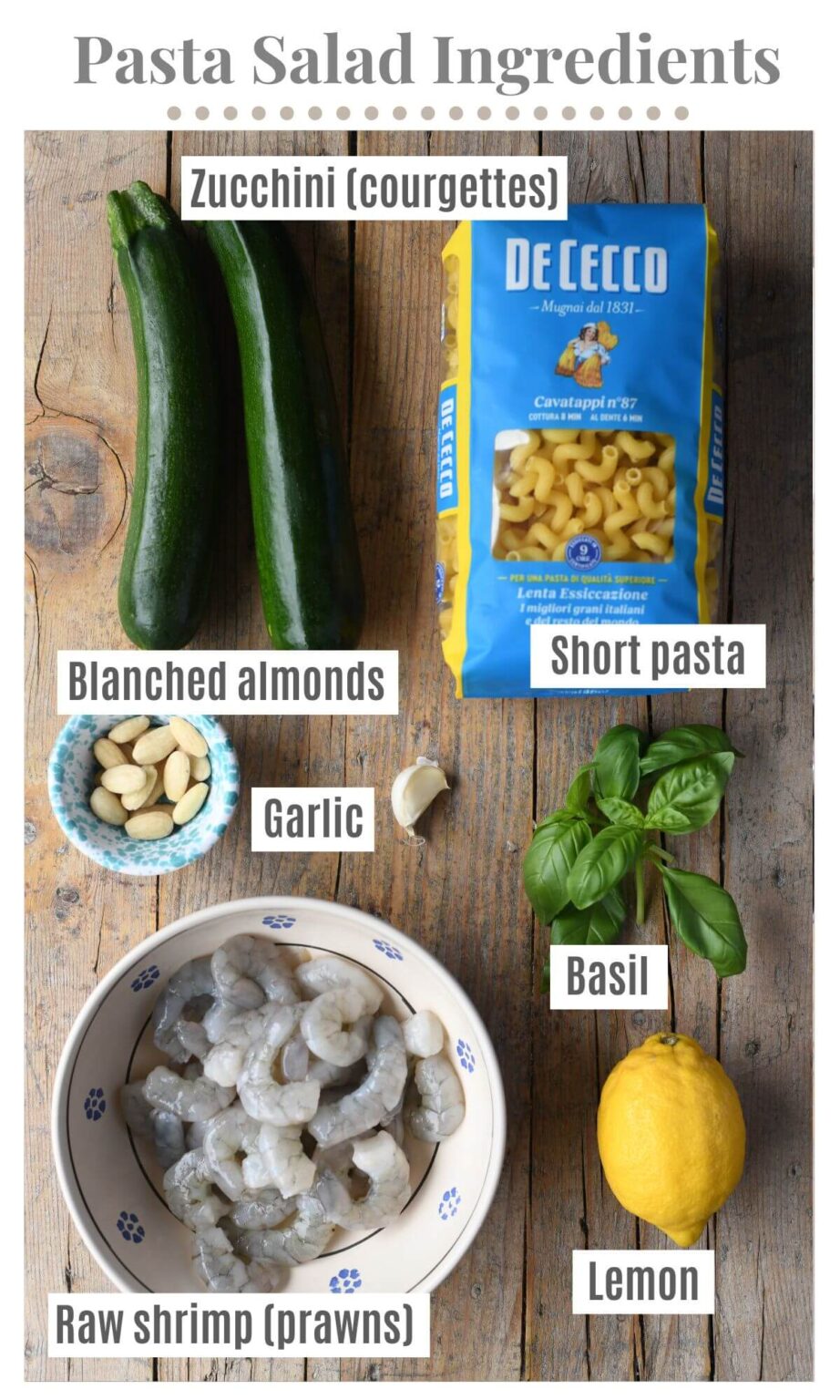 Zucchini Shrimp Pasta Salad - Inside The Rustic Kitchen