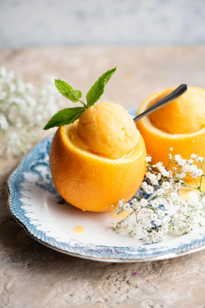 2 Ingredient Orange Sorbet - Inside The Rustic Kitchen