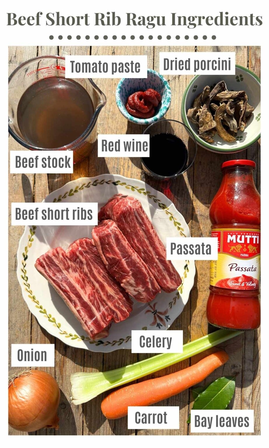 Beef Short Rib Ragu with Porcini Mushrooms - Inside The Rustic Kitchen