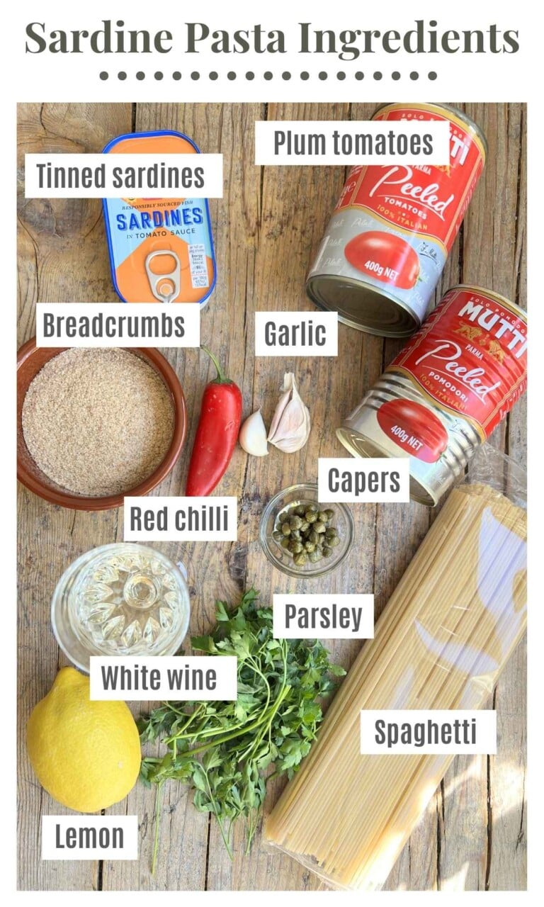 Tomato Pasta with Sardines and Breadcrumbs - Inside The Rustic Kitchen