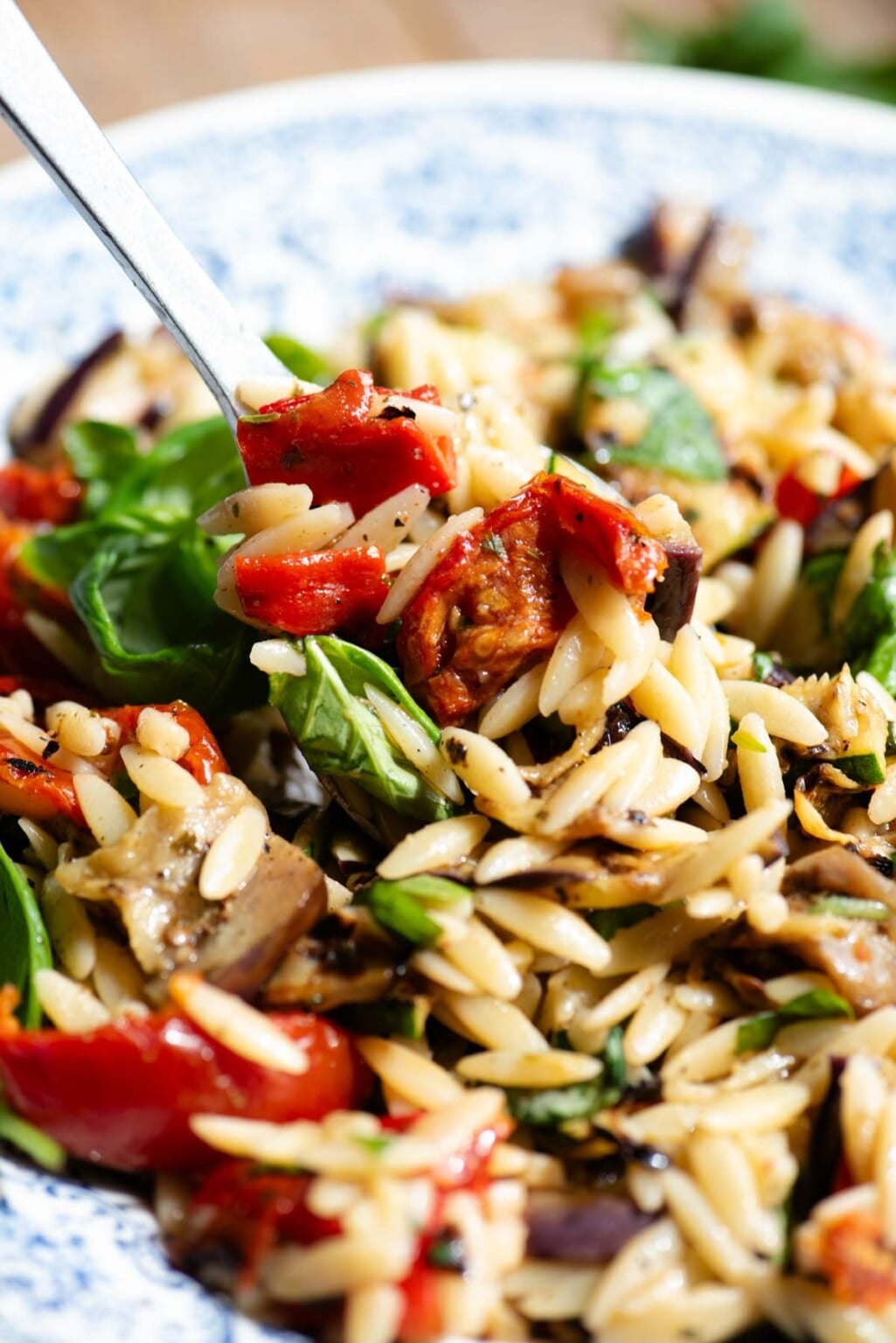 Orzo Pasta Salad with Grilled Summer Vegetables - Inside The Rustic Kitchen